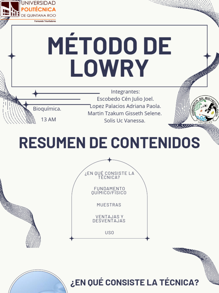 Método de Lowry | PDF | Proteínas | Concentración