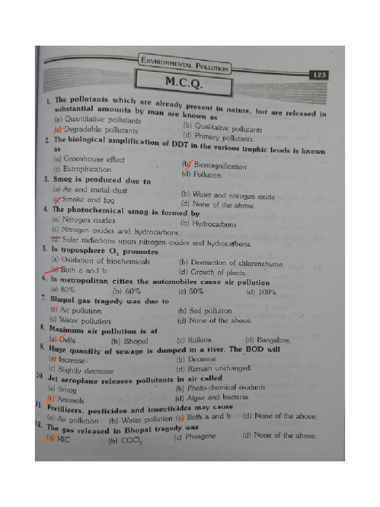 Envs Unit 5 MCQ Model English | PDF