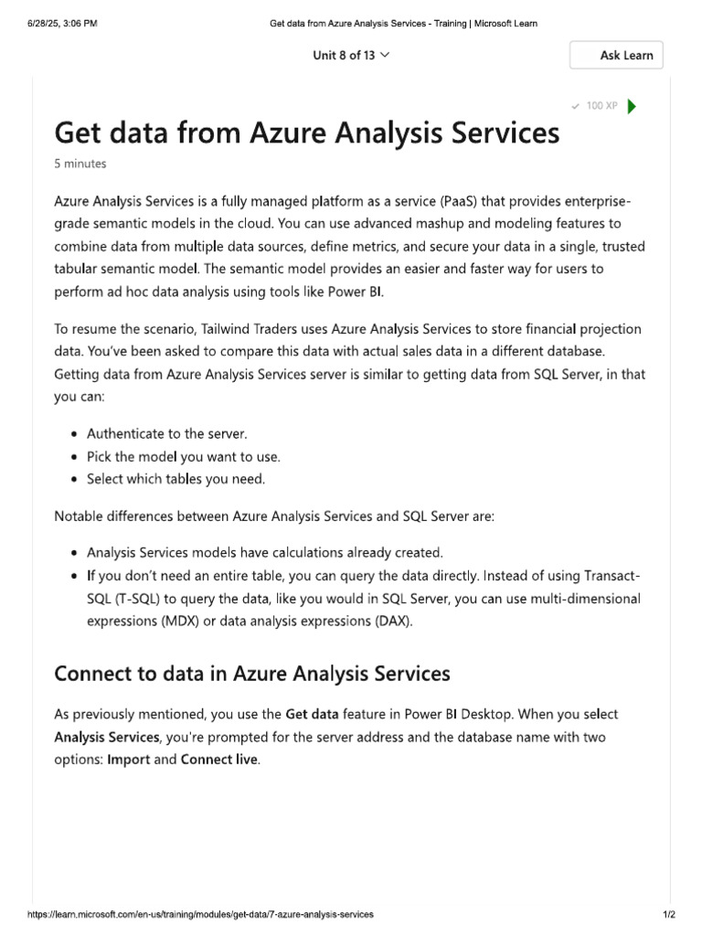 Get Data From Azure Analysis Services | PDF
