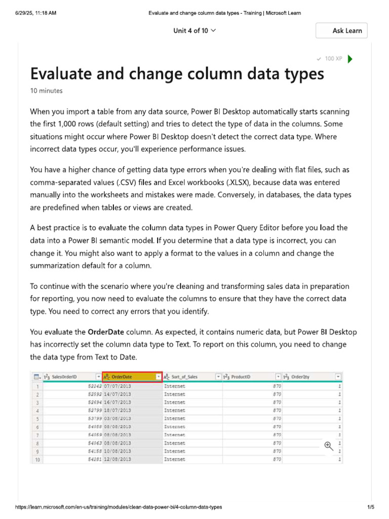 Evaluate and Change Column Data Types | PDF