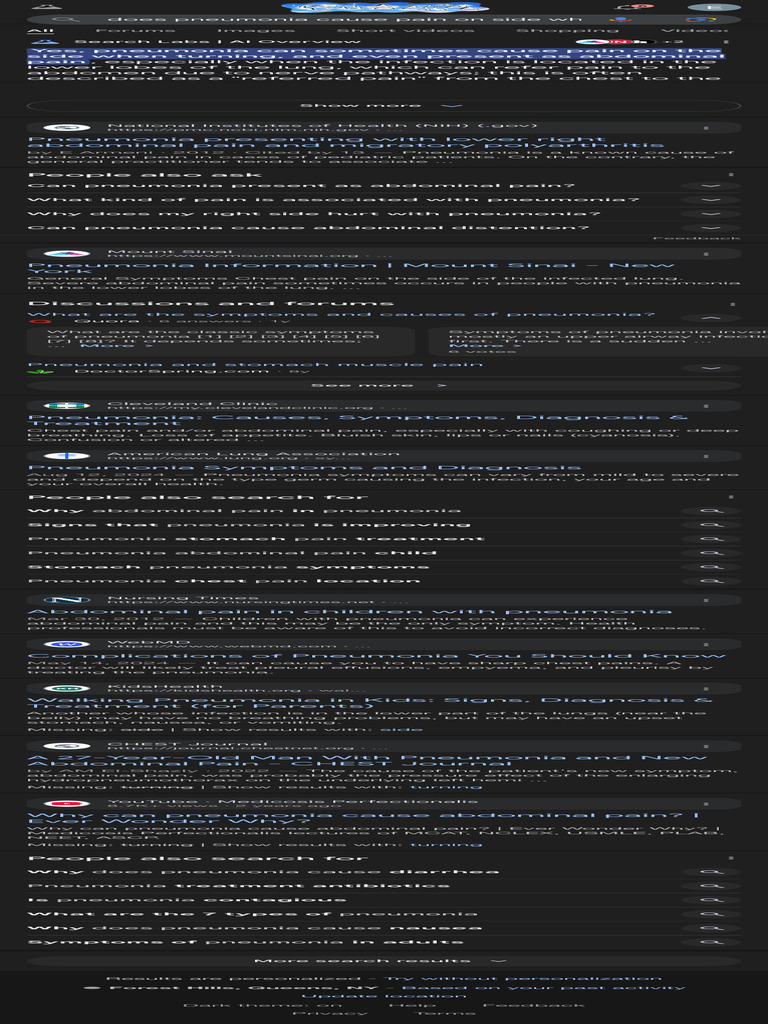 Does Pneumonia Cause Pain On Side When Turning Abdominal Pain - Google Search | PDF | Pneumonia ...