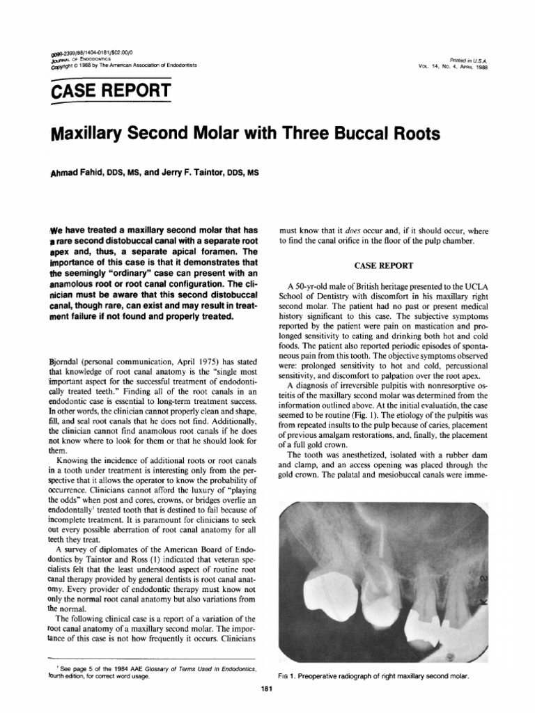 Maxillary Second Molar With Three Buccal | PDF | Dental Anatomy | Dentistry