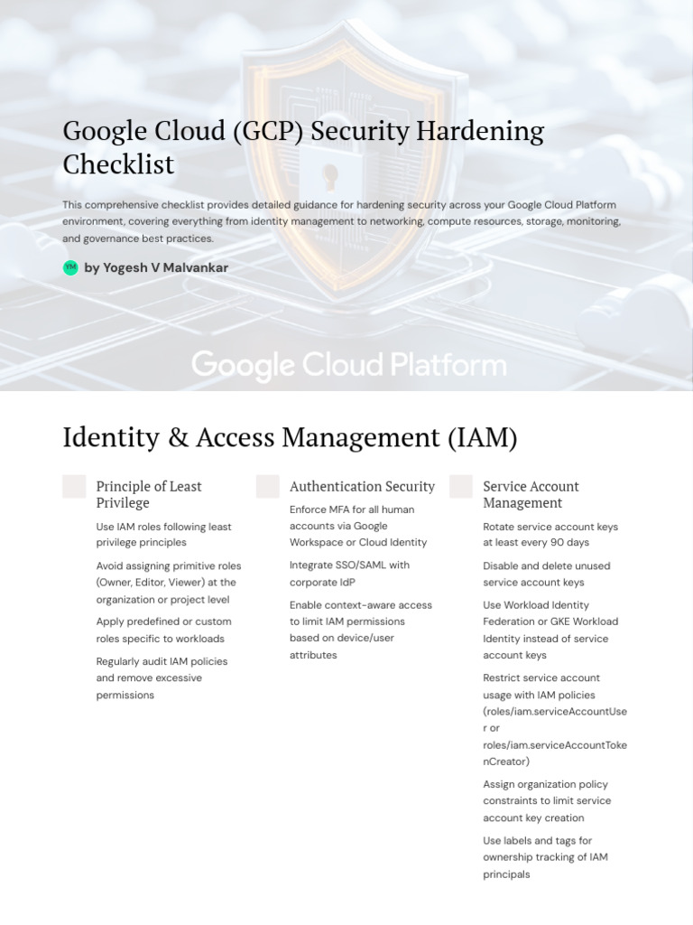 GCP - Security Hardening Checklist | PDF | Cloud Computing | Security