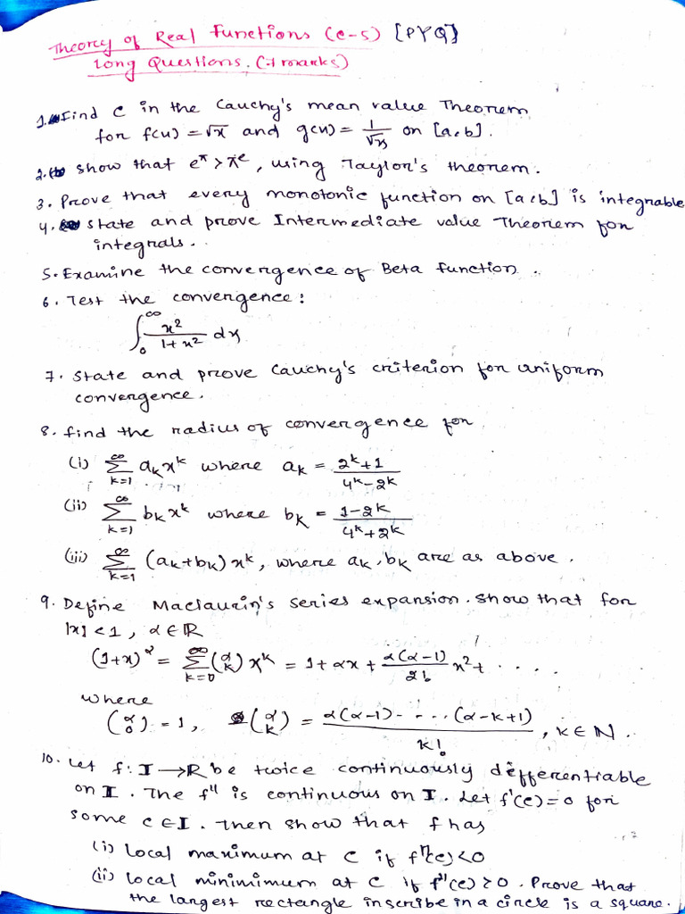 C-5 Important Long Questions (PYQs) | PDF
