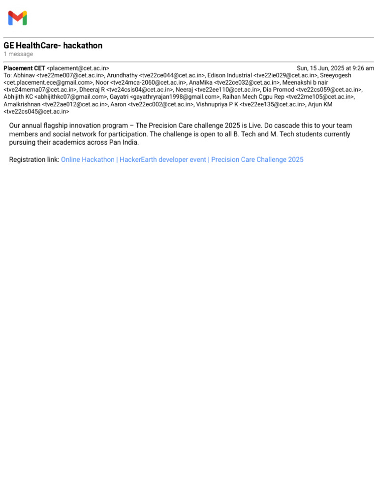 Precision Care Challenge 2025 Launch | PDF