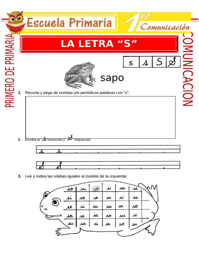 La Letra S para Primero de Primaria | PDF