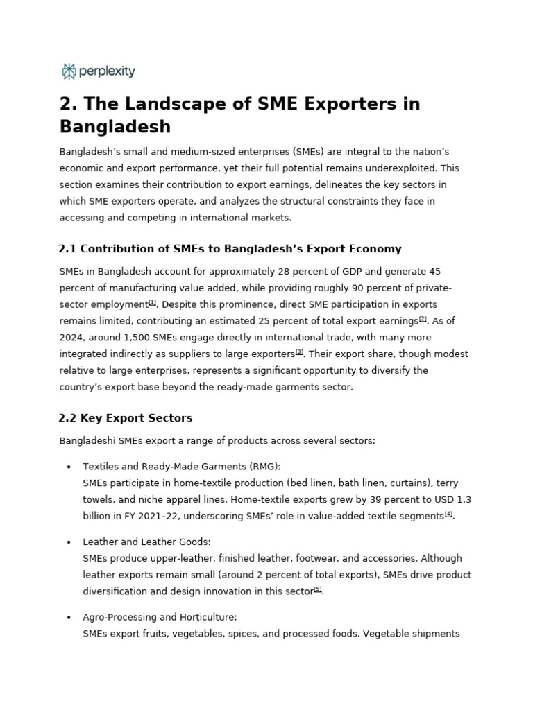 The Landscape of SME Exporters in Bangladesh | PDF | Small And Medium ...