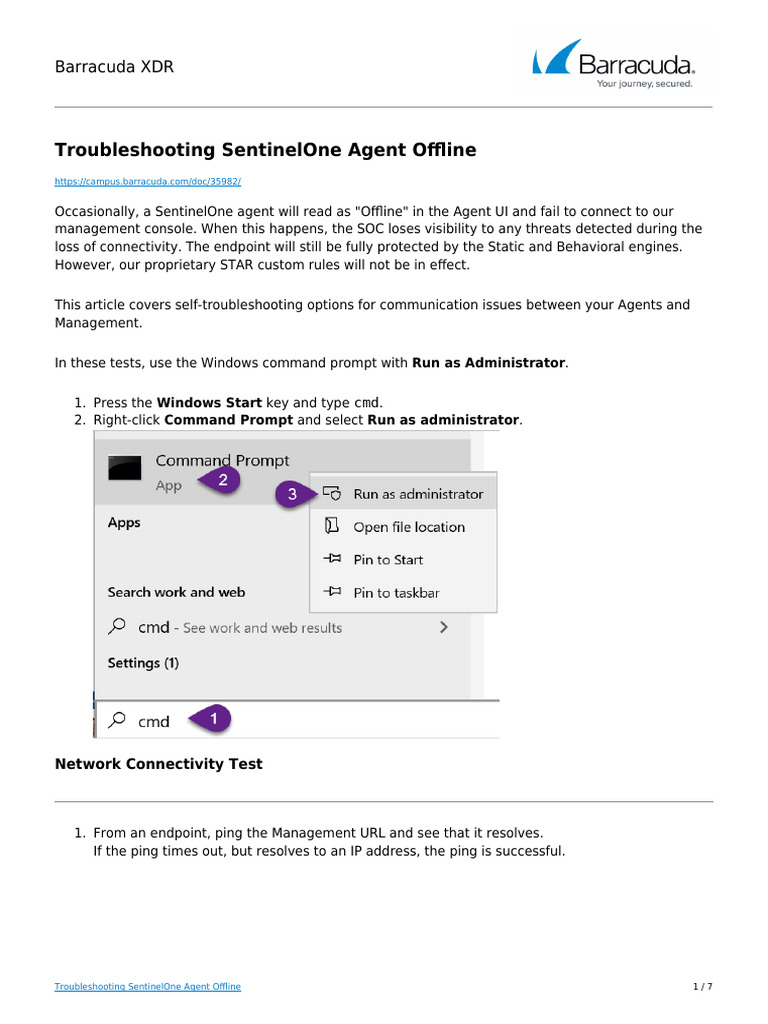 Troubleshooting SentinelOne Agent Offline | PDF | Command Line Interface | Computer Science