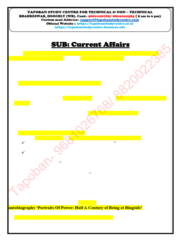 Current Affairs Highlights October 2020 | PDF | Ships