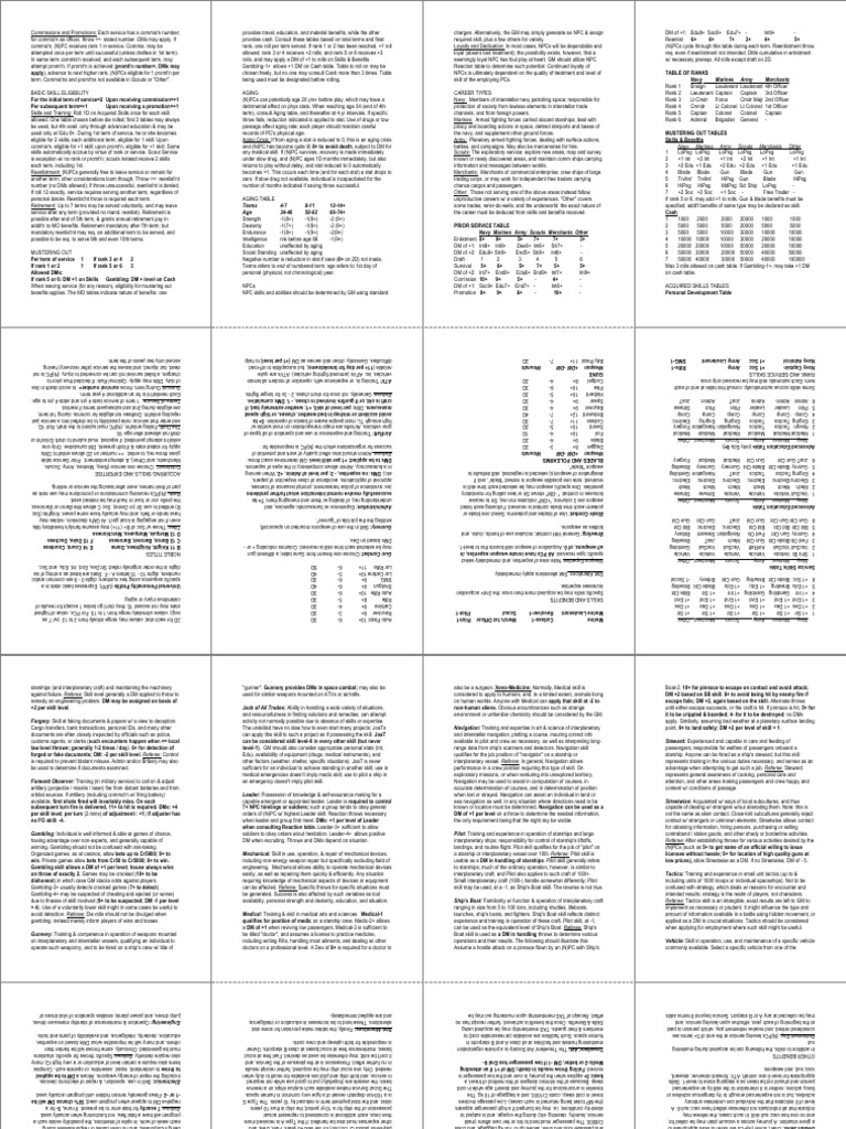 Traveller Character Generation PocketMod | PDF | Military Rank | Lieutenant