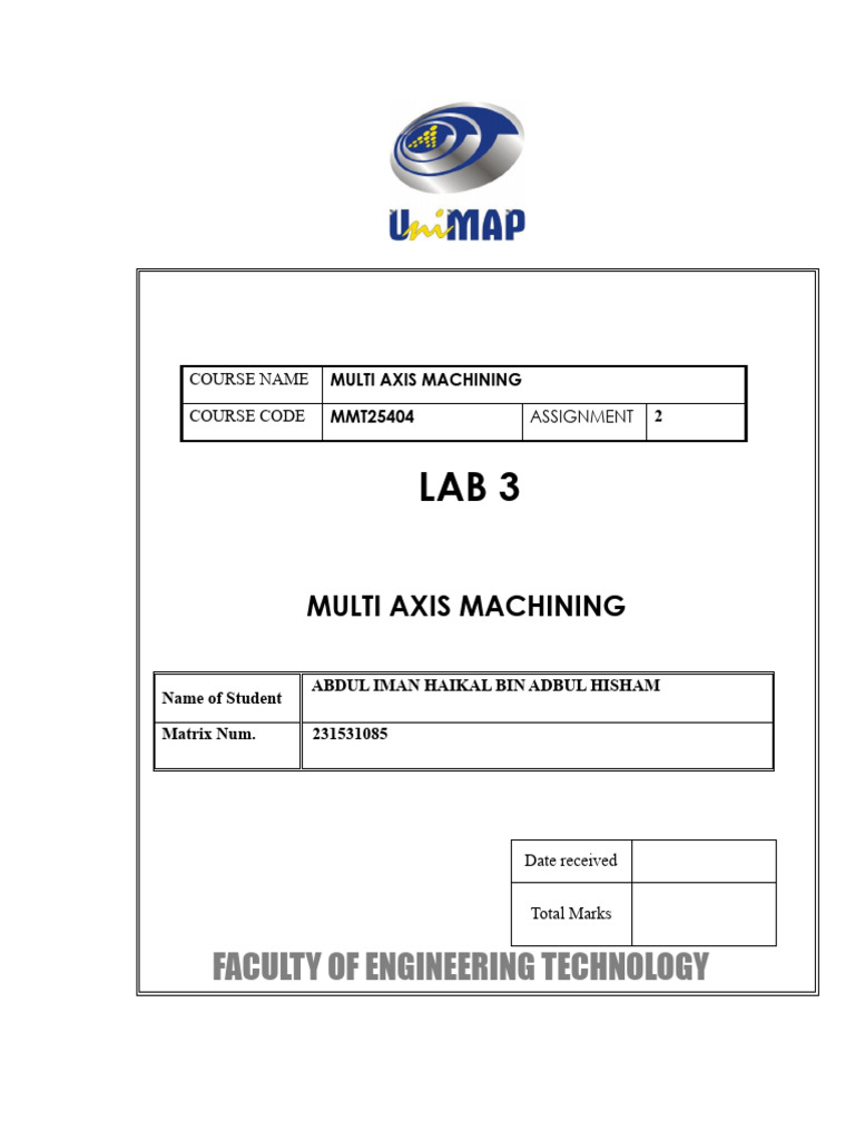 Lab Report 3 Multi Axis Iman | PDF | Machine Tool | Machining