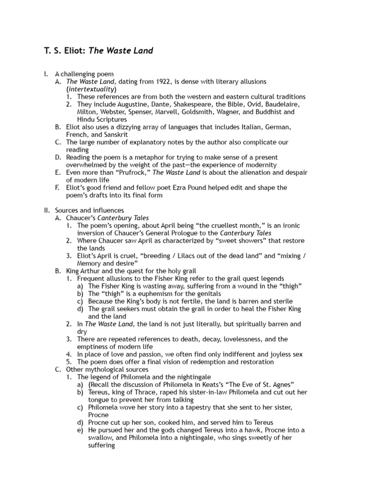 Dea3a846 9f5c 44f0 9a04 f0931696fc0b - Eliot, The Waste Land - Pages | PDF