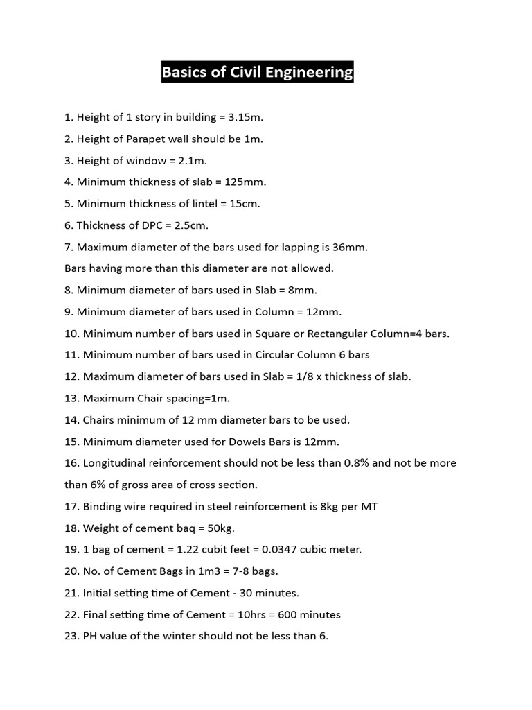 Basics of Civil Engineering (LINKDIN) | PDF | Brick | Cement