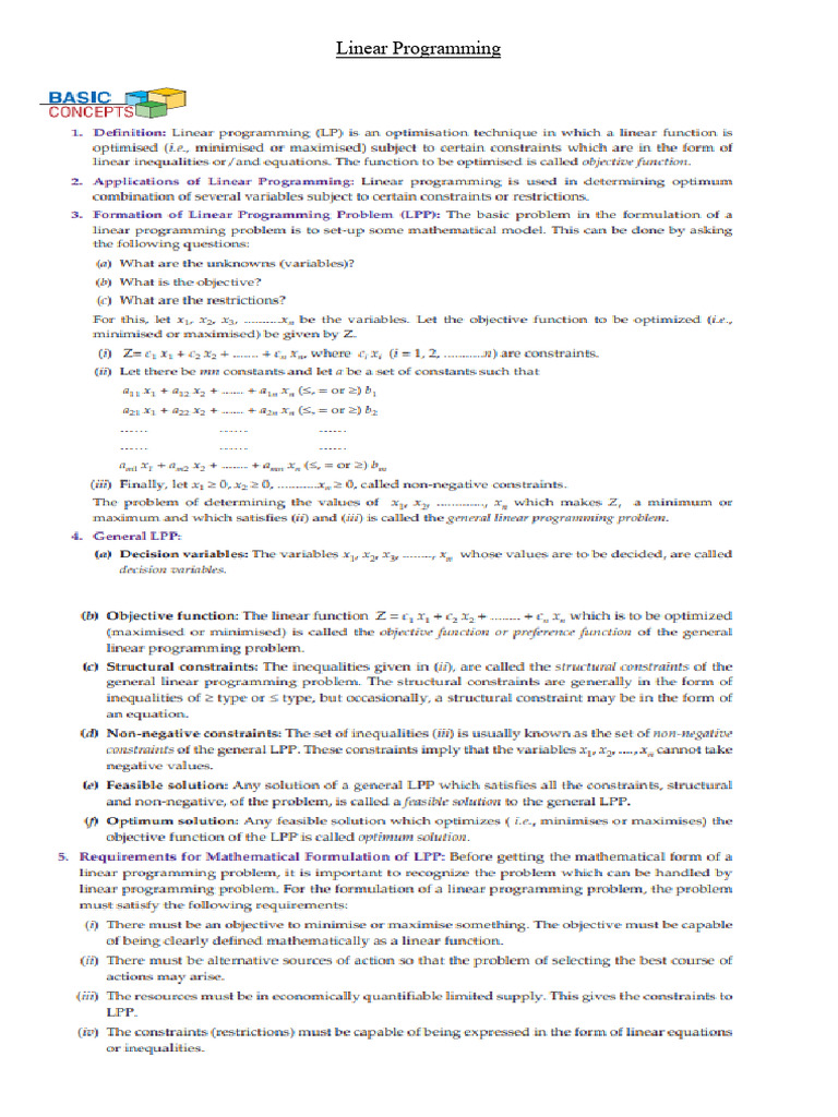 L-12 Linear Programming | PDF