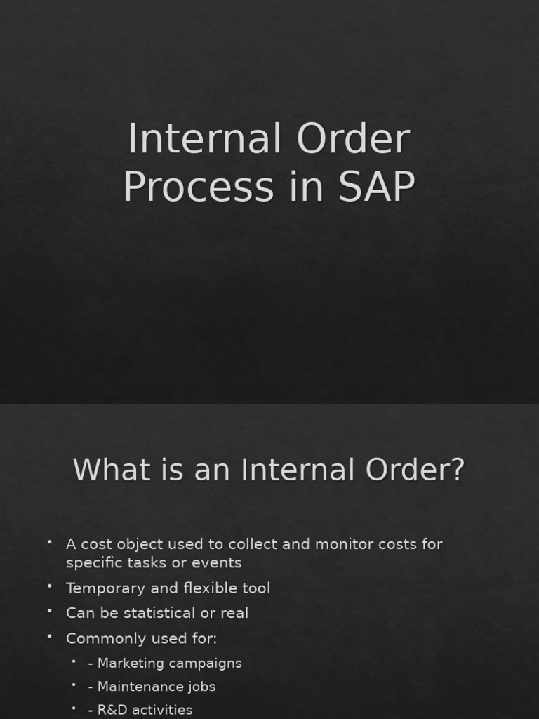Internal Order Process PPT | PDF