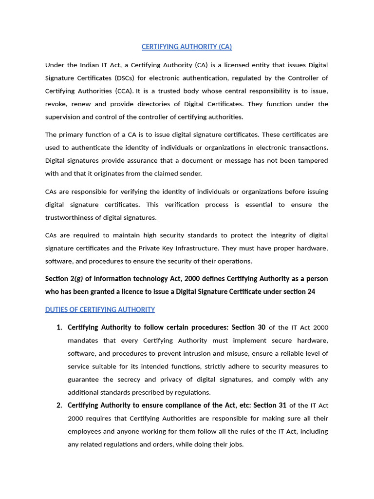 Certifying Authority | PDF | Public Key Certificate | Justice