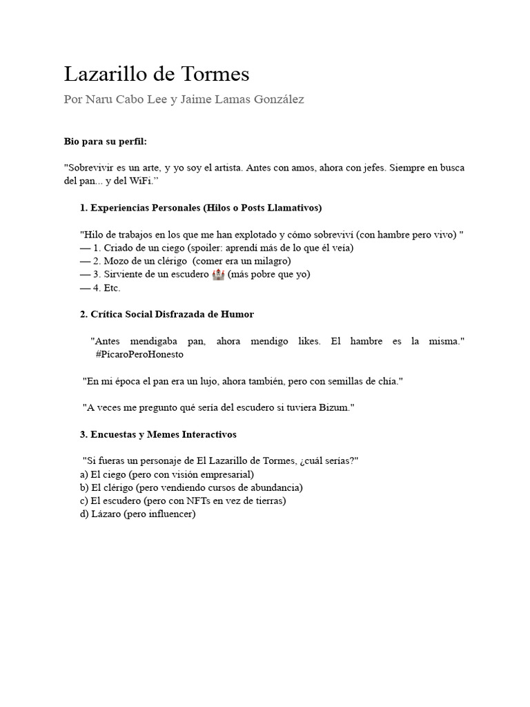 Lazarillo de Tormes | PDF