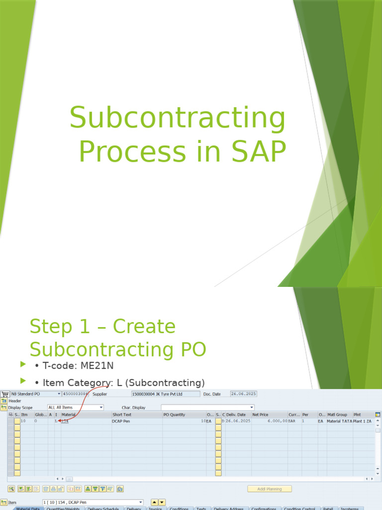 Subcontracting Process in SAP | PDF