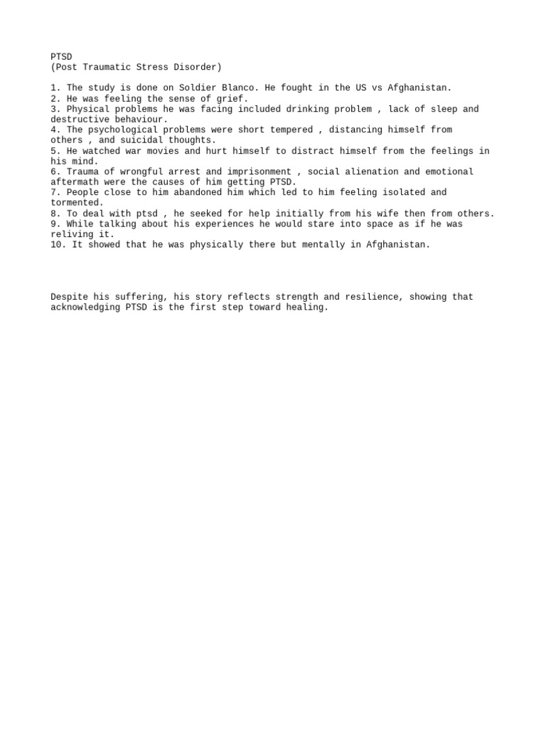 Psychology Project - PTSD | PDF