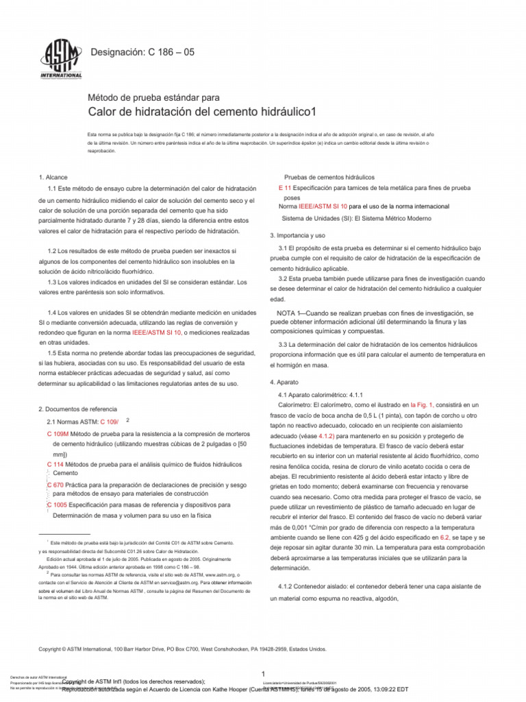 Astm C 186-17 Español | PDF | Cemento | Termómetro