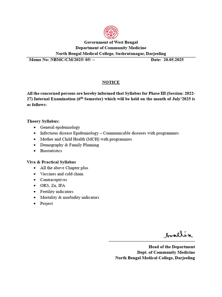 Phase III Exam Syllabus for Community Medicine | PDF