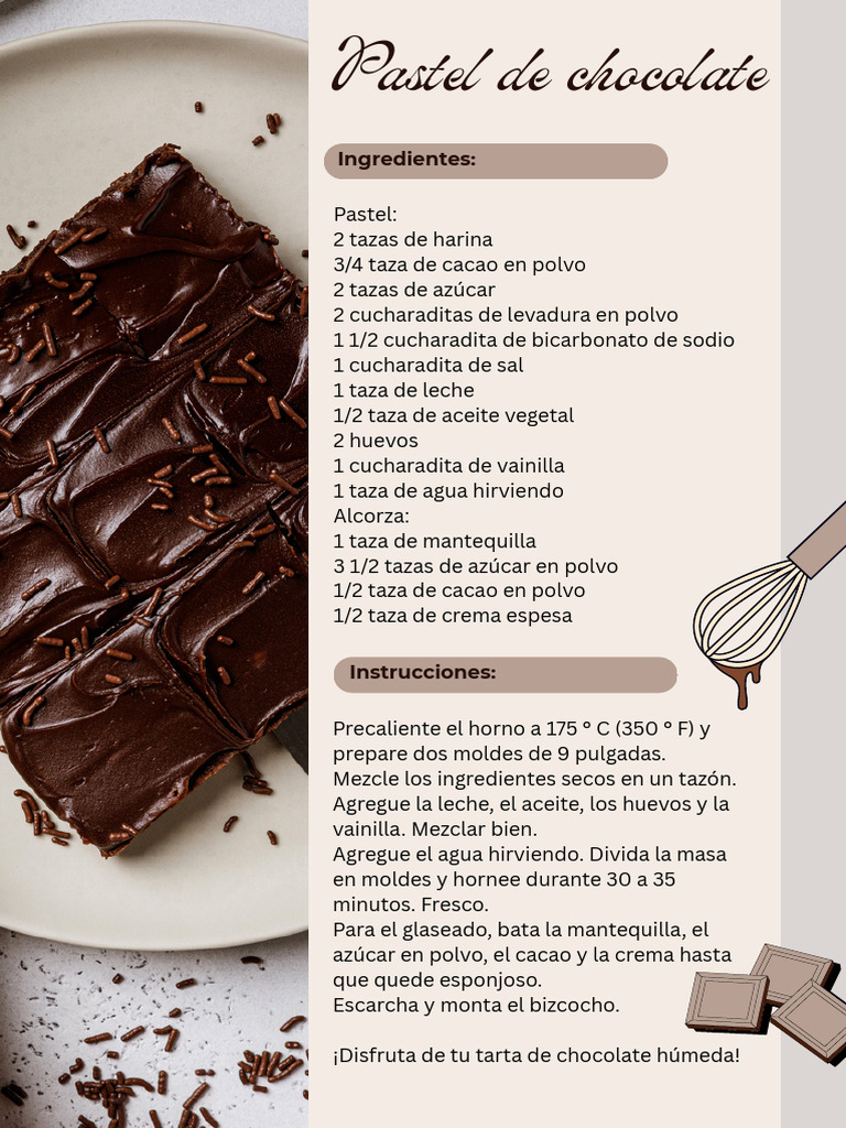 Receta de Pastel de Chocolate Húmedo | PDF