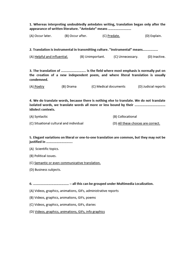 Samples Translation Section | PDF