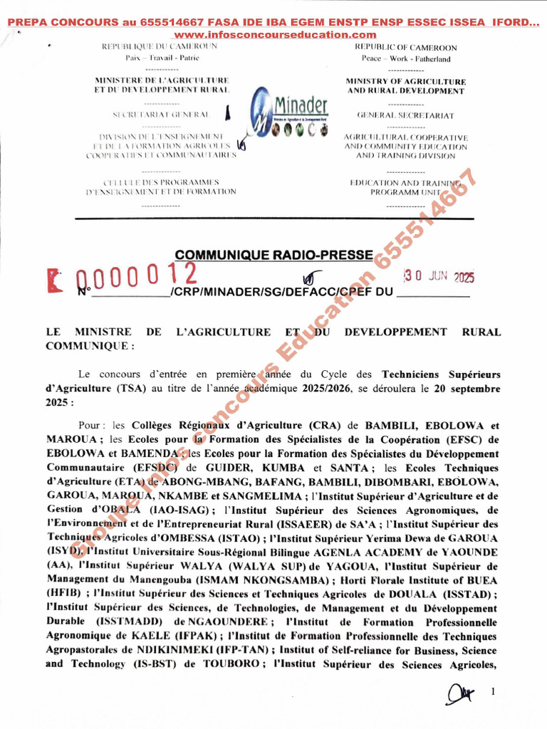 Concours Minader Tsa 2025 | PDF