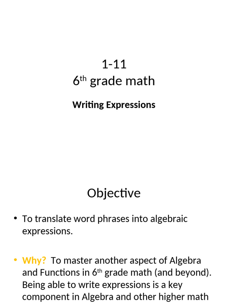 11.3 Write Expressions - Slide 5 6 | PDF | Algebra | Mathematics