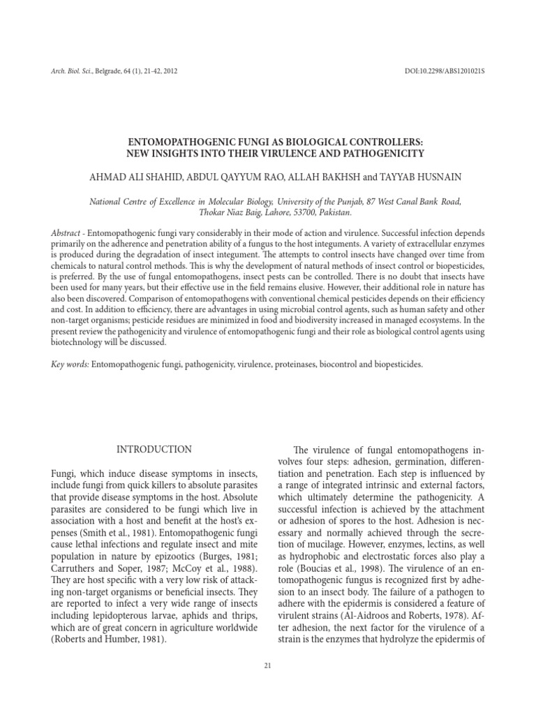 Entomopathogenic Fungi in Biocontrol | PDF | Fungus | Biological Pest ...