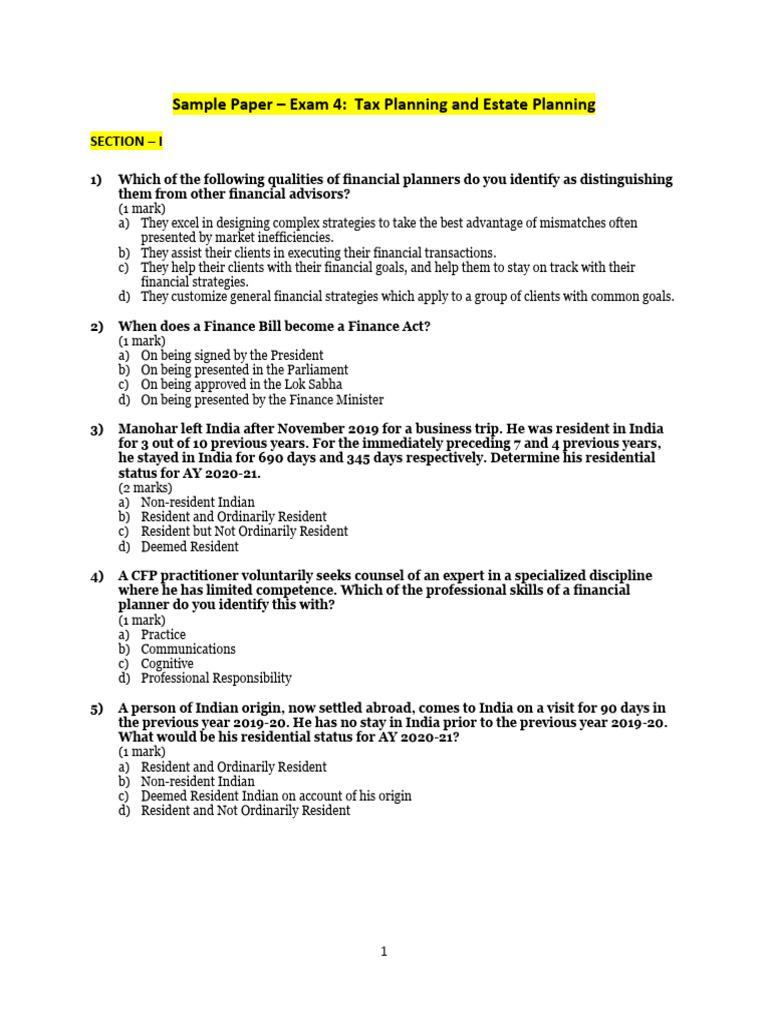 Sample Paper Exam 4 TPEP Jul20 | PDF | Intestacy | Probate