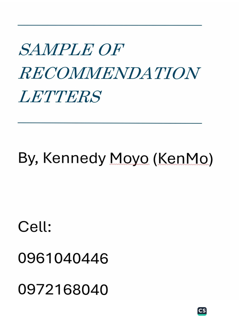 Sample of Recommendation Letters For Helsb Loan Application. | PDF
