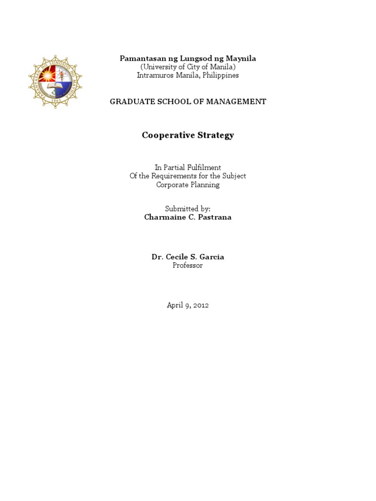 Cooperative Strategy | PDF | Strategic Management | Competitive Advantage