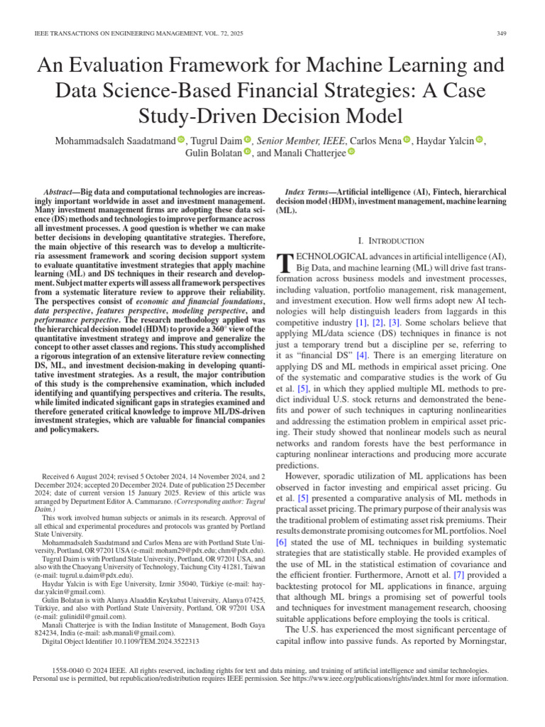 An Evaluation Framework For Machine Learning and Data Science-Based Financial Strategies A Case ...