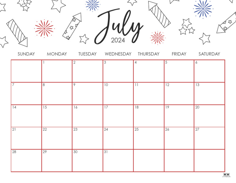 Printable July 2024 Calendar Style 15 | PDF