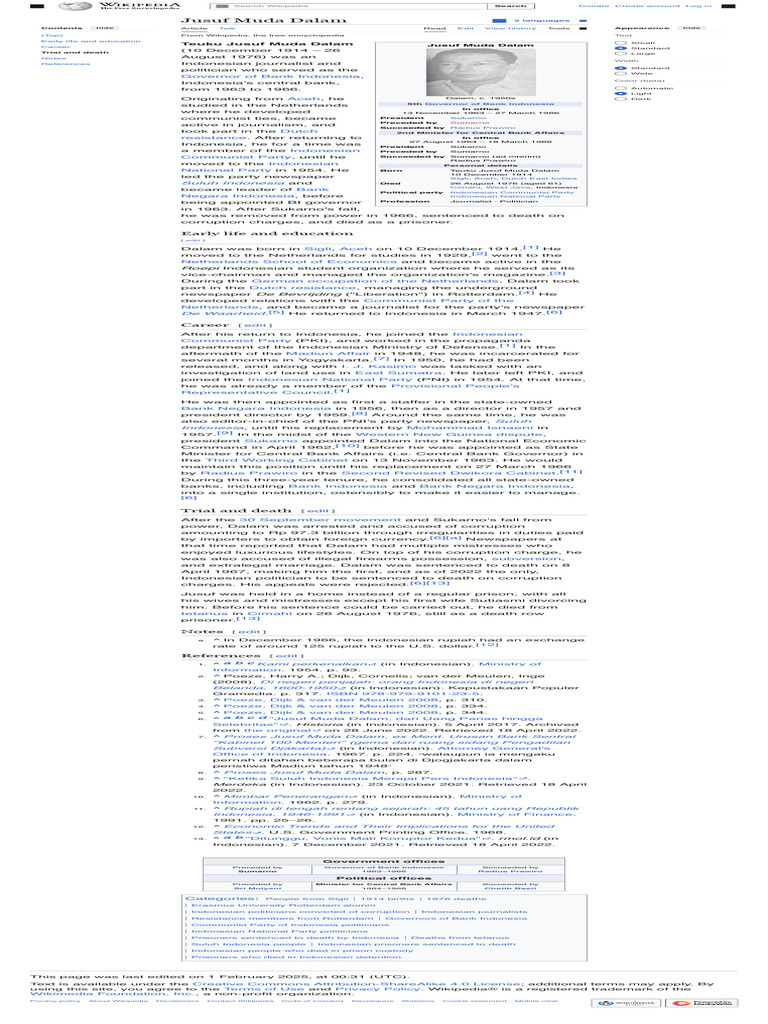 Jusuf Muda Dalam - Wikipedia | PDF | Indonesia | Politics Of Indonesia