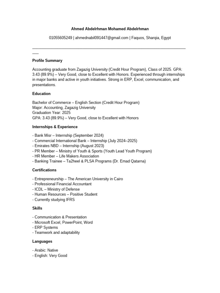 Ahmed Abdelrhman CV Final | PDF