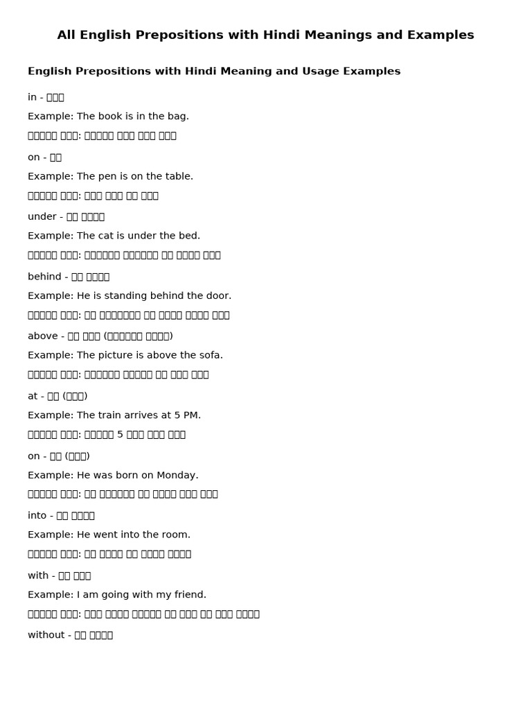 All English Prepositions Compressed | PDF