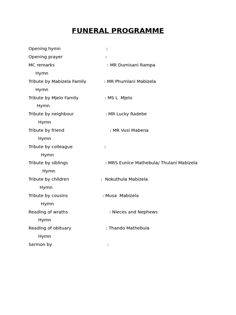Funeral Programme | PDF
