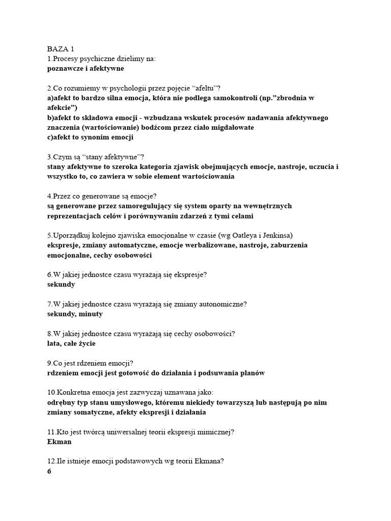 Emocje Pytania | PDF