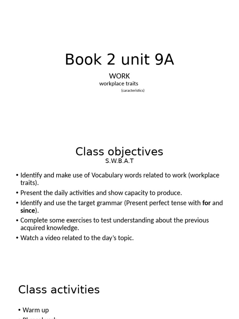 Book 2 Unit 9a | PDF