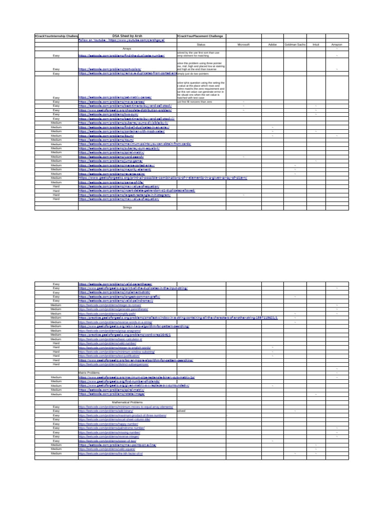 DSA Sheet by Arsh (45-60 Days Plan) | PDF | Graph Theory | Mathematical Relations