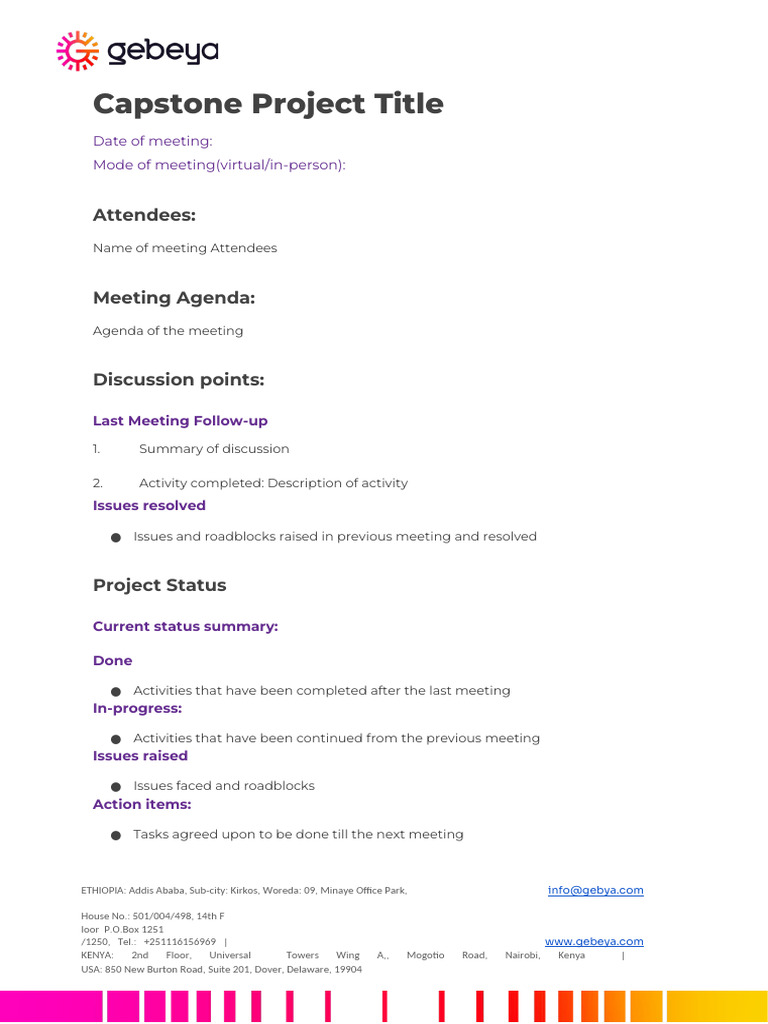 Capstone Project - Weekly Reportig Template | PDF