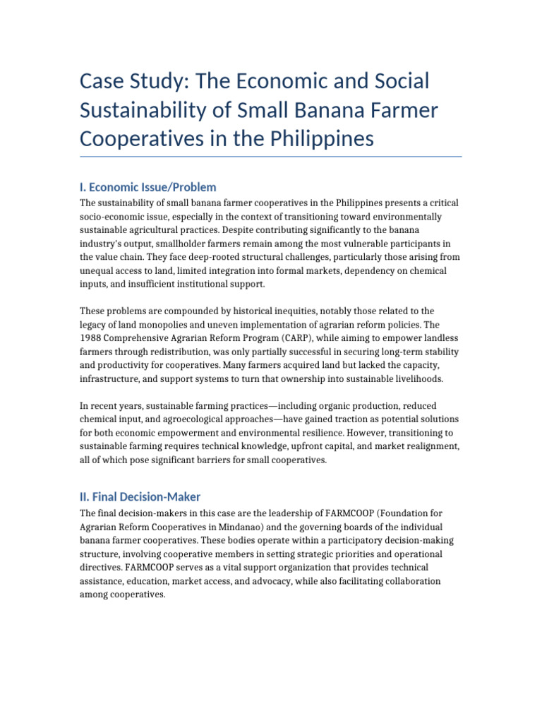 Sustainable Transition for Banana Cooperatives | PDF | Sustainability ...