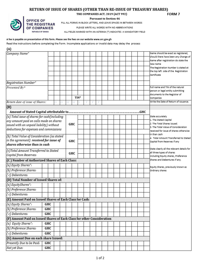 Form 7: Share Issue Submission Guide | PDF