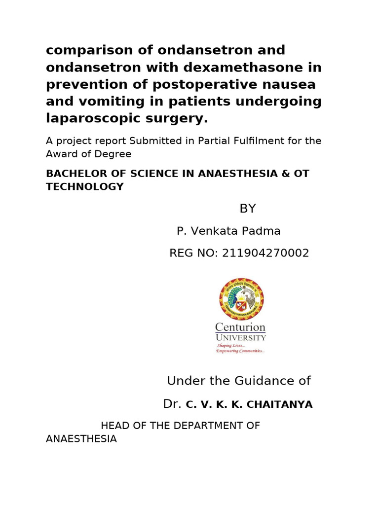 Final Year Project BSC Anesthesia | PDF | Nausea | Vomiting