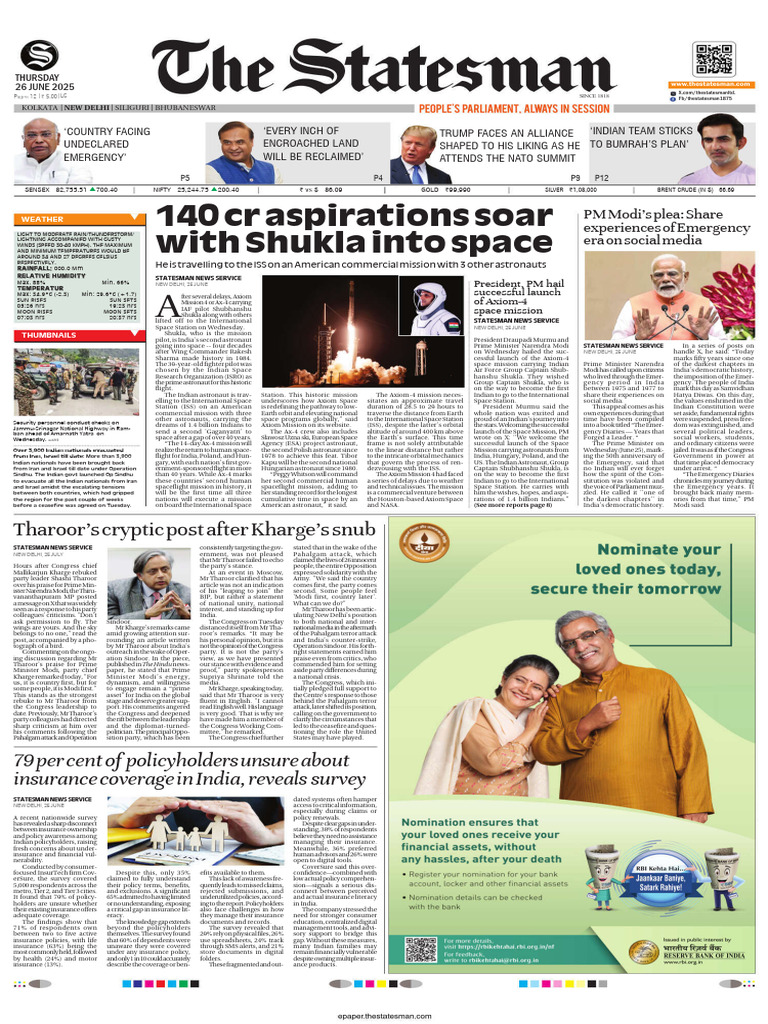 States Man Delhi-TheStatesman 26-06-2025 | PDF
