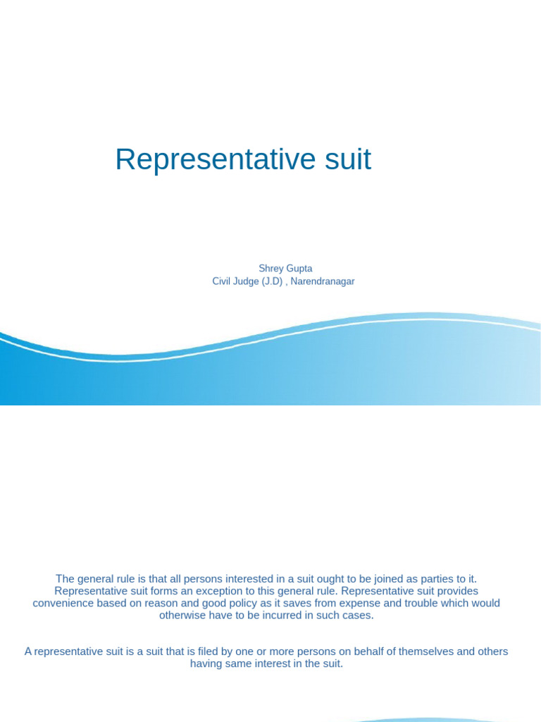 Representative Suit | PDF | Lawsuit | Cause Of Action