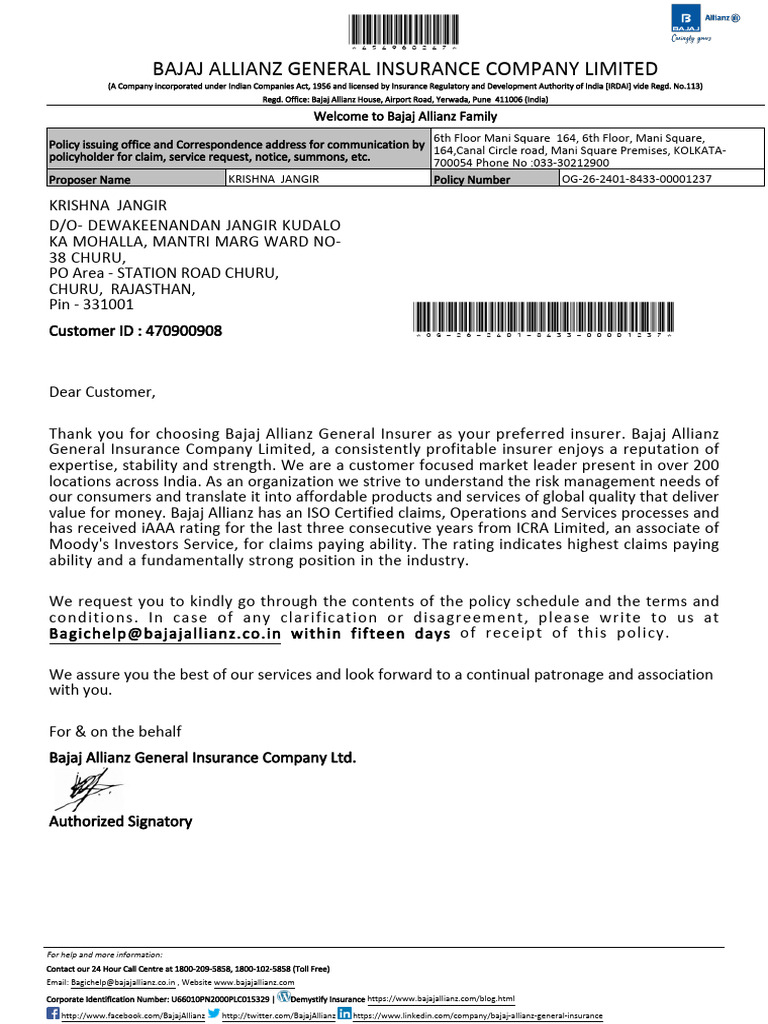 Bjaz FHC Policy Schedule | PDF | Insurance | Underwriting