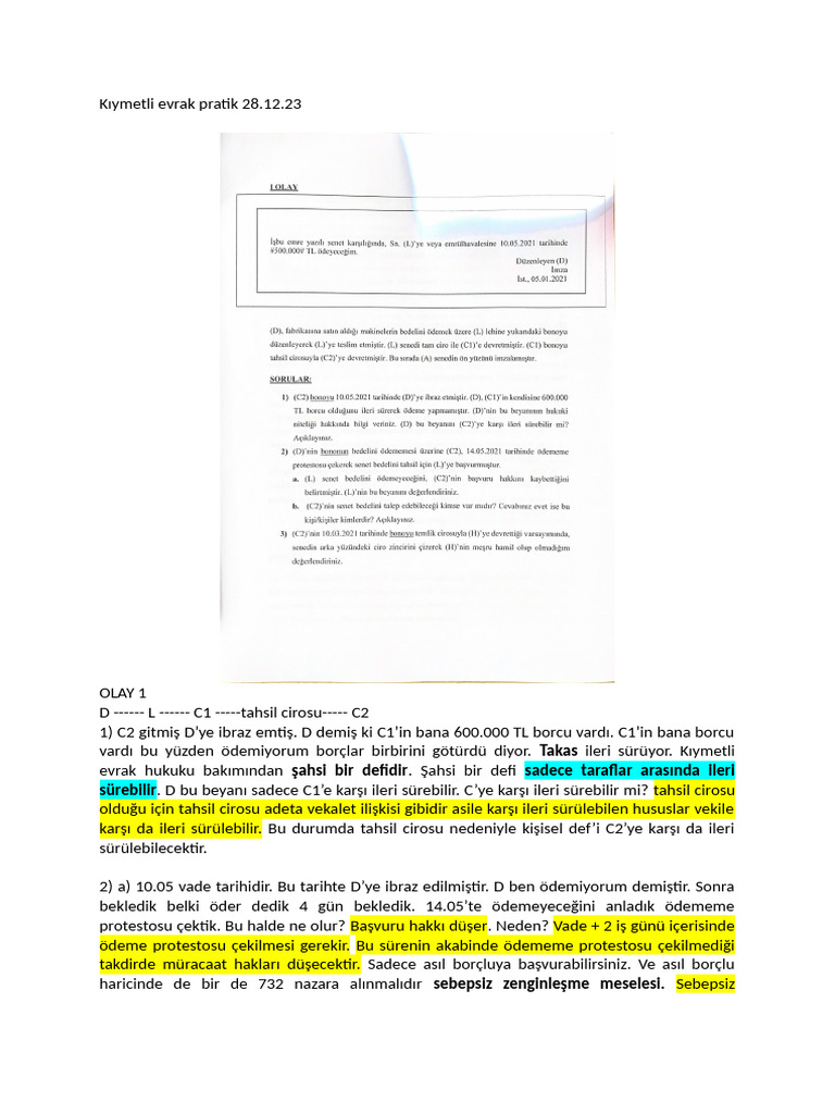 Kıymetli Evrak Pratik 28.12.23 | PDF